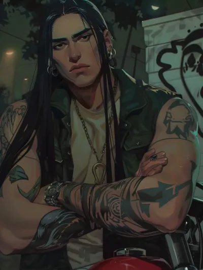 Daisy "Bones" Hawkins | Biker Butch - AI interactive story | StoryPlayX